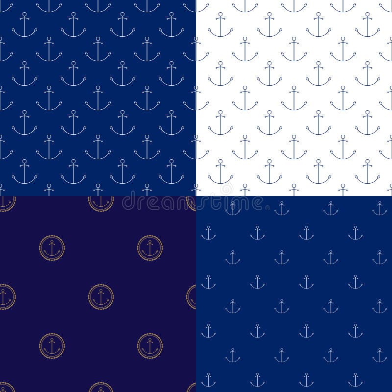 Seamless Maritime Pattern with Anchor Stock Vector - Illustration of ...