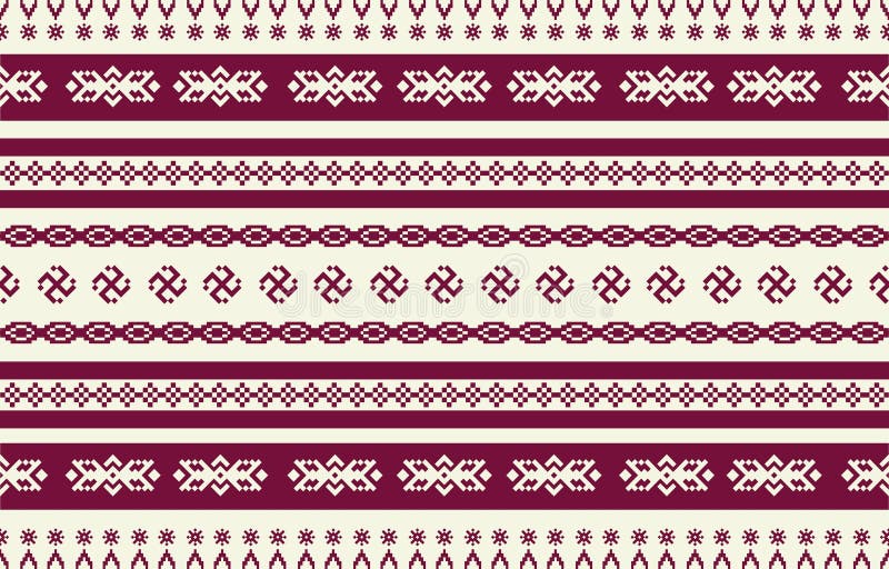 Seamless Maroon and Beige Pixelated Folk Pattern Design for Textile ...