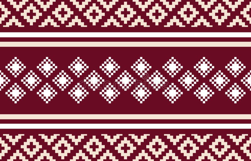 Seamless Maroon and Cream Pixelated Pattern Design Geometric Winter ...