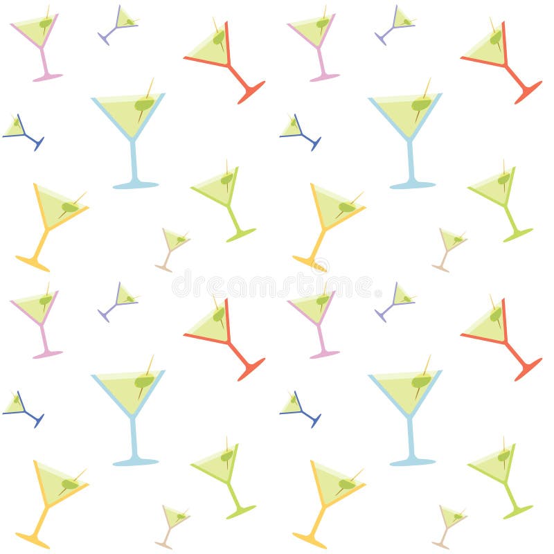 Seamless Martini Glass Pattern Stock Vector - Illustration of alcohol ...