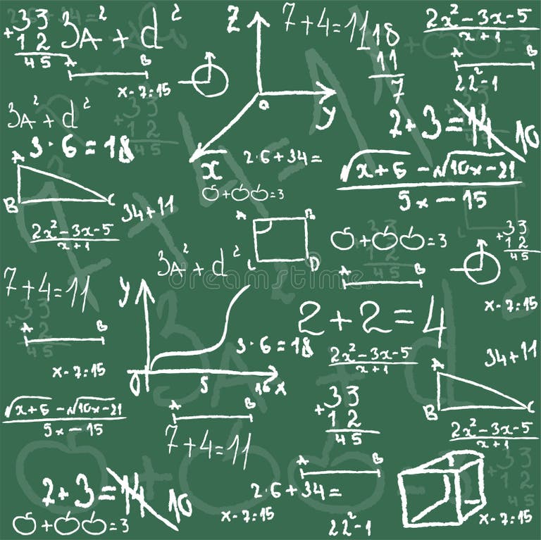 Seamless Math Elements on School Board. Stock Vector - Illustration of ...