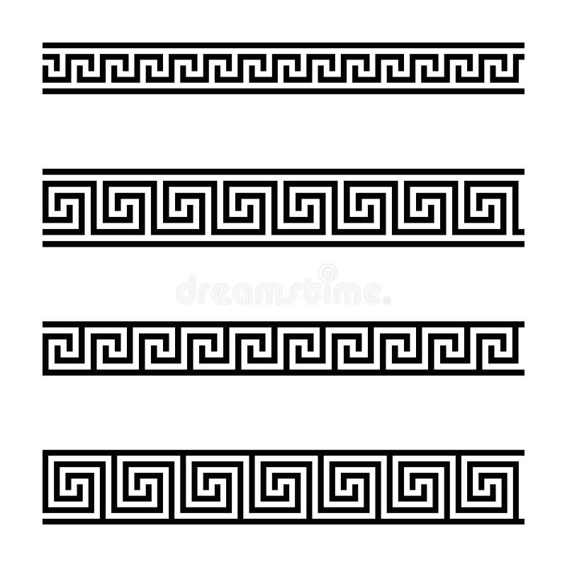 Seamless Meander Patterns on White Background Stock Vector ...