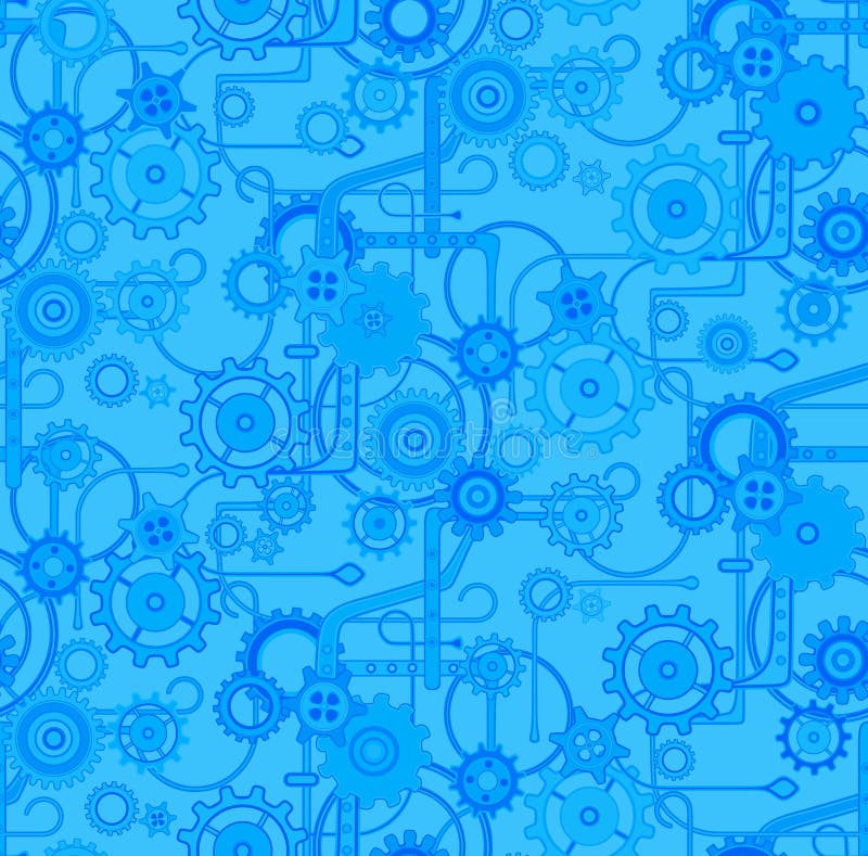 Mechanical Seamless Vector Background Pattern . Monochromatic. Gray ...