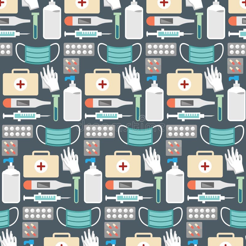 Seamless Medical Kit Pattern Template Stock Illustration - Illustration ...