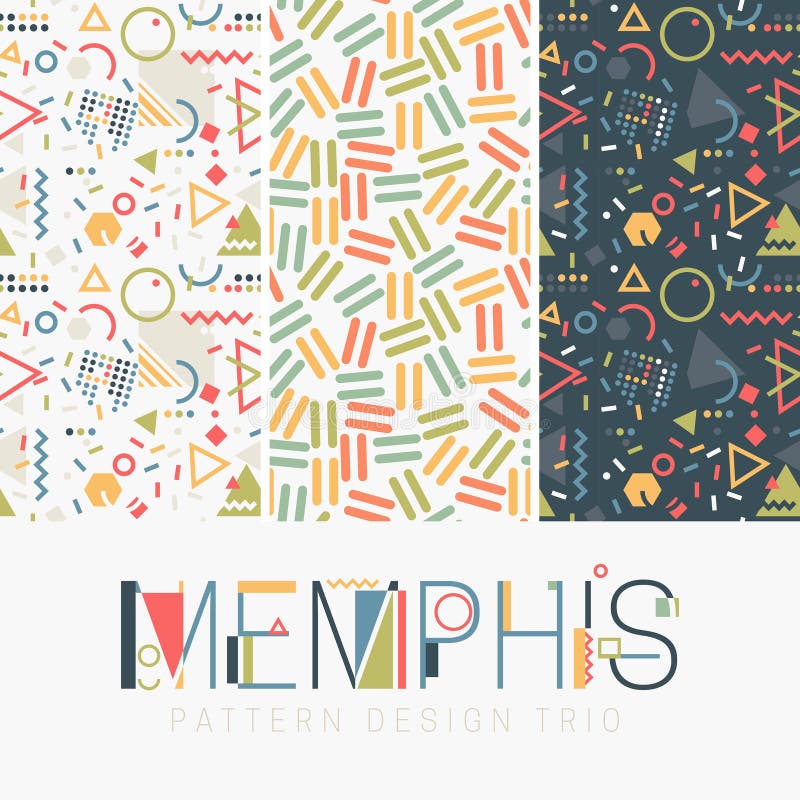 Seamless Memphis Design Pattern Set Stock Vector - Illustration of ...