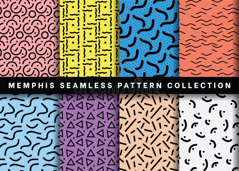 Seamless Memphis Pattern Collection, Set of Geometric Memphis Pattern ...