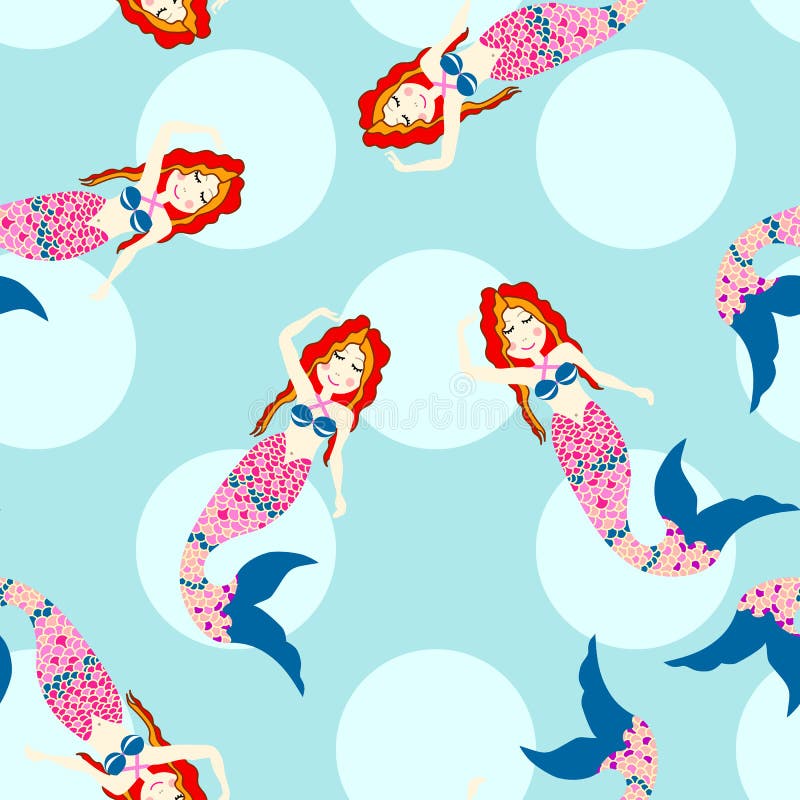 Seamless mermaid pattern stock vector. Illustration of cartoon - 92603530