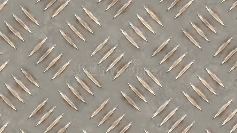 Seamless Metallic Diamond Plate Pattern Surface Loop. Dirty Steel Floor ...