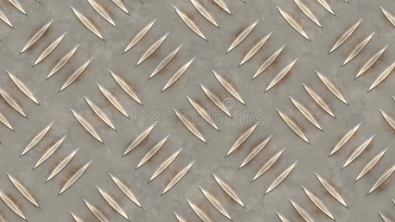 Seamless Metallic Diamond Plate Pattern Surface Loop. Dirty Steel Floor ...