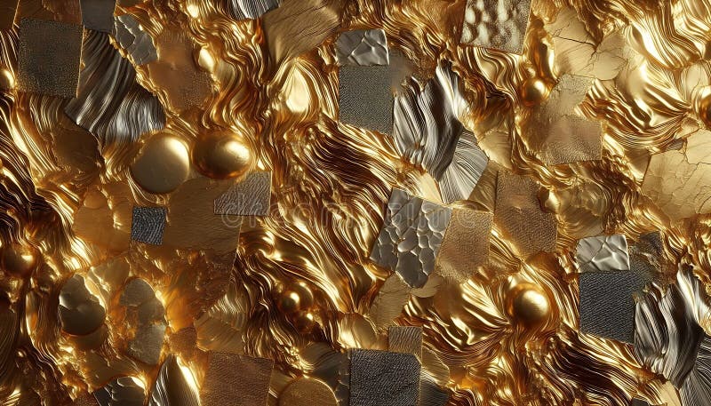 Seamless Metallic Gold Foil Texture with Bold Hammered Patterns, Rough ...