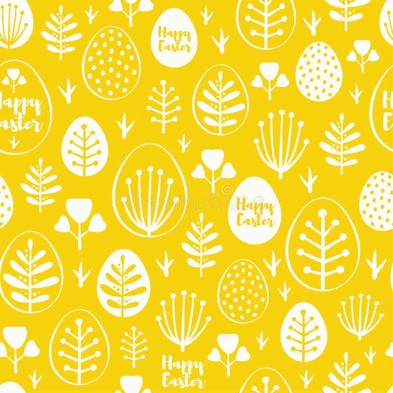 Seamless Minimal Easter Pattern with Eggs and Spring Leafs. Stock ...
