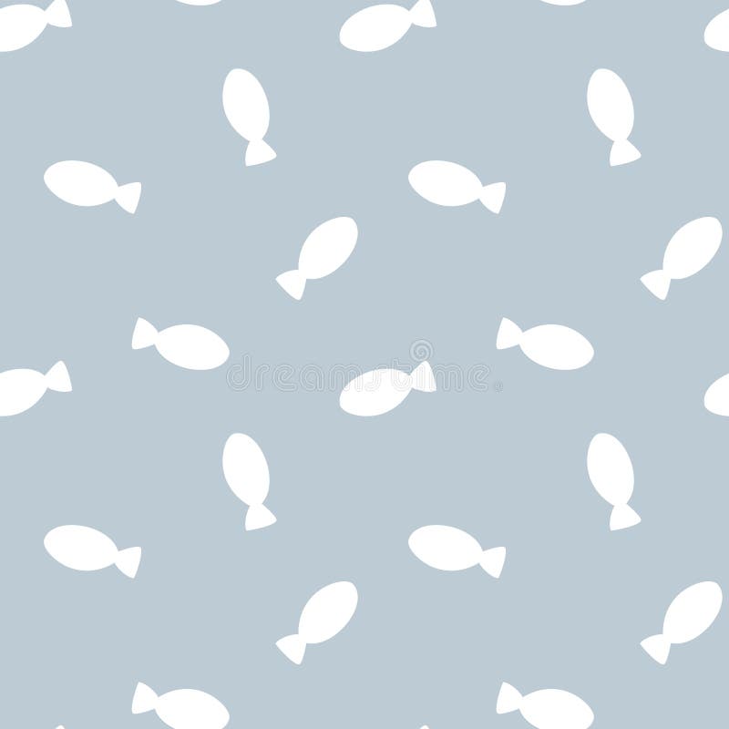 Seamless Minimal Fish Repeat Pattern in Blue Background Stock Vector ...