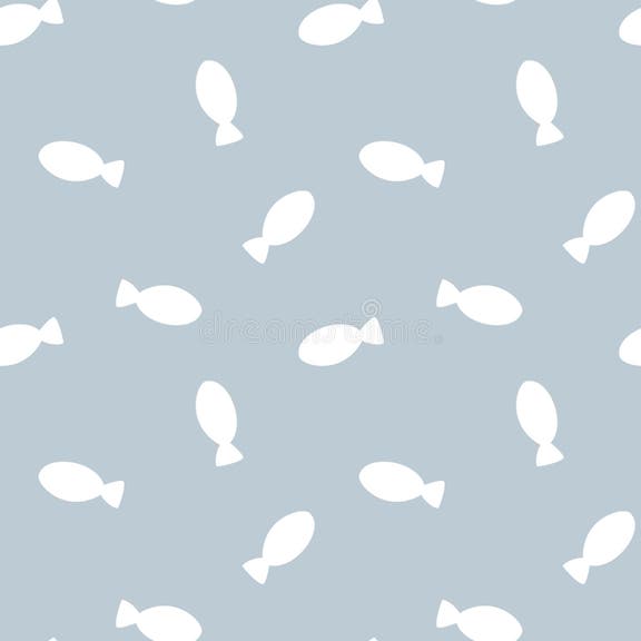 Seamless Minimal Fish Repeat Pattern in Blue Background Stock Vector ...