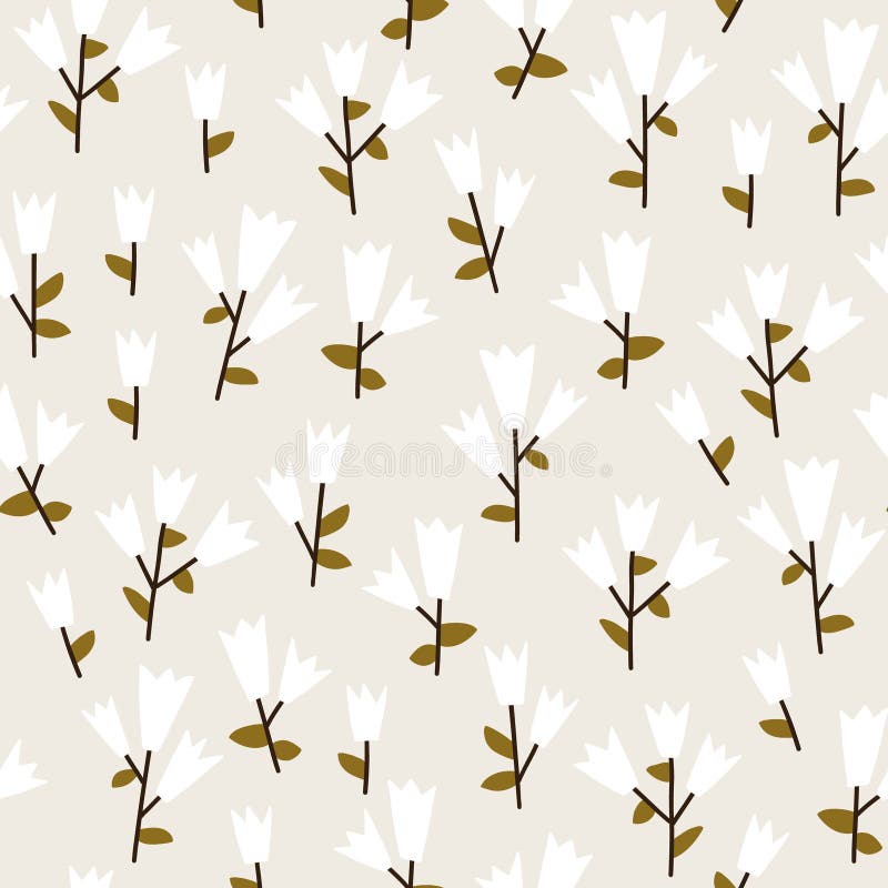 Seamless Minimal Floral Pattern. Vector Botanical Texture with Small ...