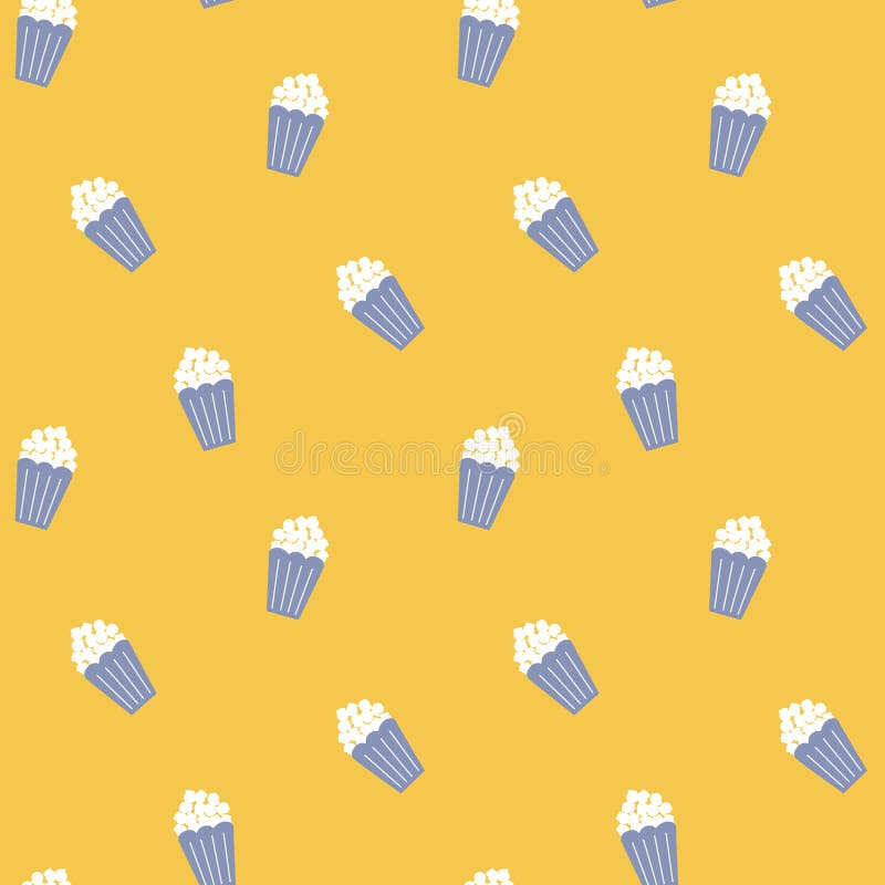 Seamless Minimal Popcorn Repeat Pattern in Yellow Background Stock ...