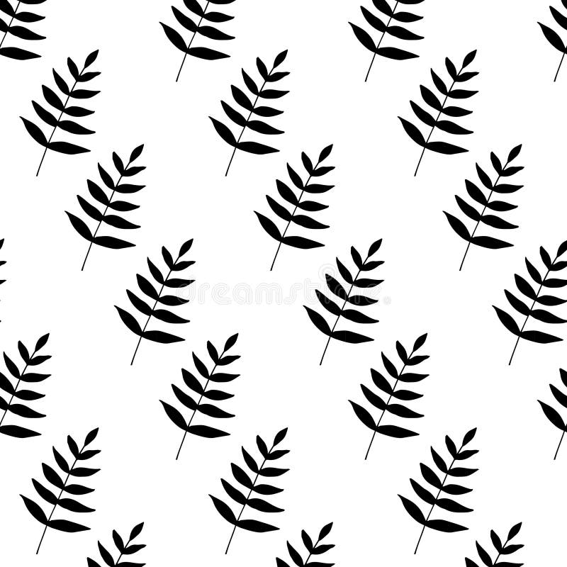 Seamless Minimalist Black Botanical Leaf Pattern Design Stock ...