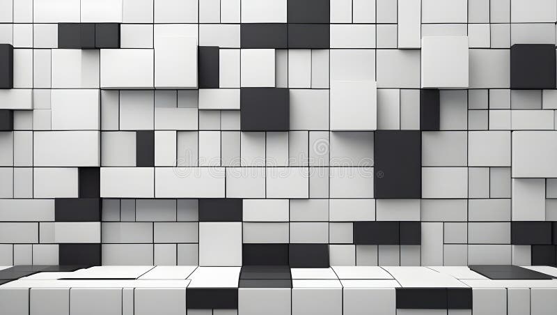 Minimalist Black and White Square Tile Mosaic Pattern Stock Illustration - Illustration of ...