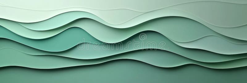 Seamless Mint Green Minimalist Waves Background, Monochromatic 3D Low ...