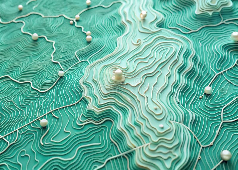 Seamless Mint Green Pearl Contour Trails Topographic Map Background ...