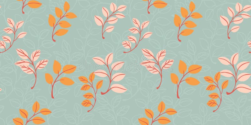 Seamless, Modern, Abstract Cute Leaves Branches Pattern. Vector Small ...