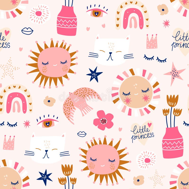 Seamless Modern Childish Pattern. High Detailed Kids Texture Stock ...