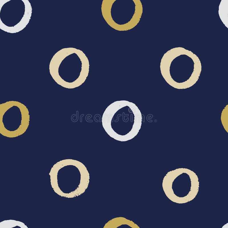 Seamless Modern Dark Blue Vector Doodle Circle Texture, Dry Brush Ink ...