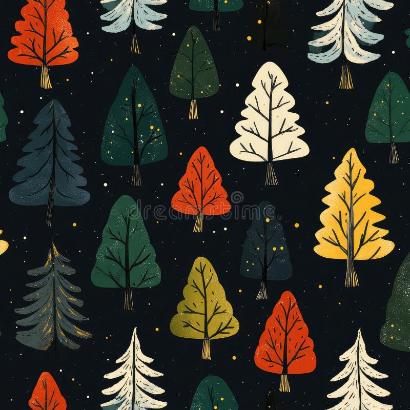Seamless and Modern Festive Fir Tree Design Stock Illustration ...