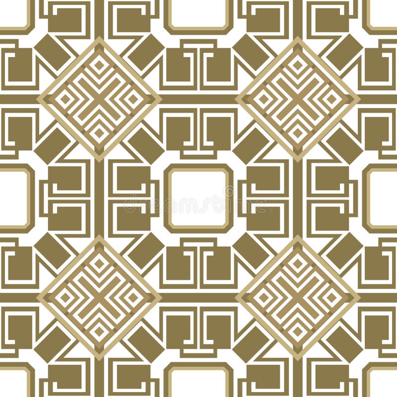 Seamless Modern Golden Greek Pattern. Ornamental Background. Vector ...