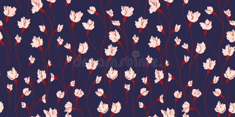 Modern, Minimalist, Creative Flowers Seamless Pattern. Stock Vector ...