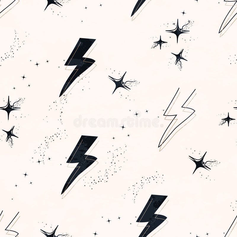 Seamless, Modern Pattern. Abstract Lightning, Star, Organic Figure ...