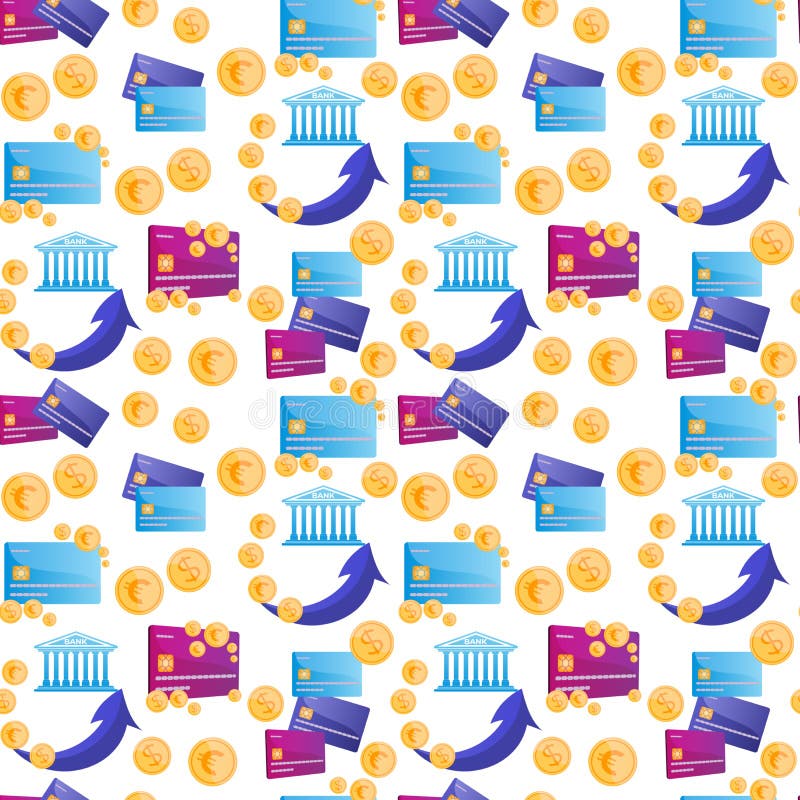Seamless Modern Pattern in a Banking Theme with Cashback. with Credit ...