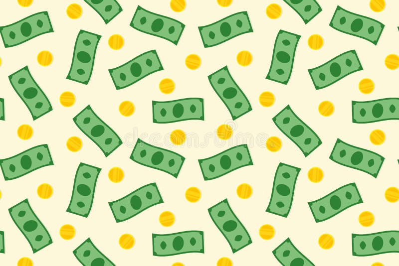 Seamless Money Pattern with Banknotes and Coins Stock Vector ...