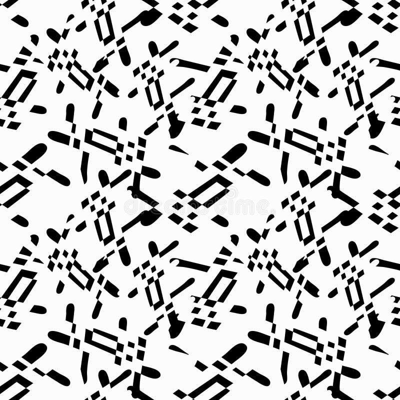 Seamless Monochrome Abstract Pattern on a White Background. High ...