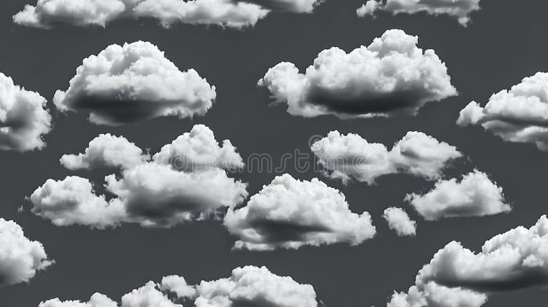 Seamless Monochrome Cloud Pattern, Dark Grey Sky Background, White ...