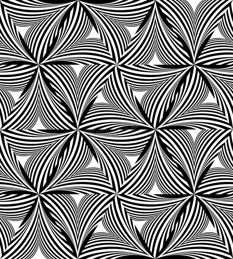 Seamless Monochrome Curved Triangle Pattern. Visual Volume Effect Stock ...