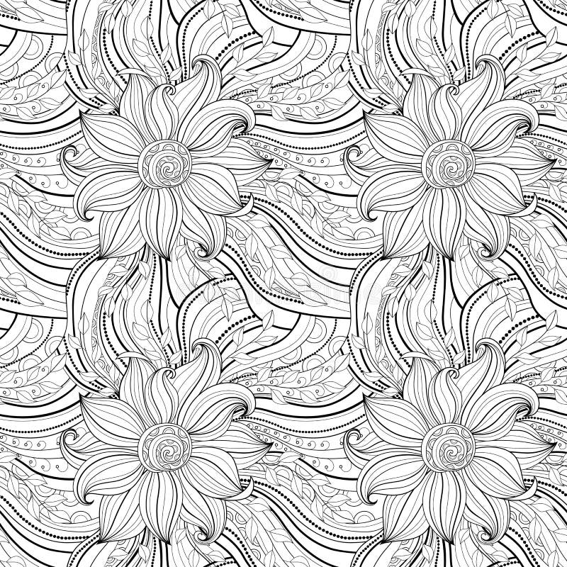 Vector Monochrome Floral Background Stock Vector Illustration Of