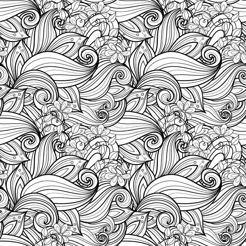 Seamless Monochrome Floral Pattern Vector Stock Vector Illustration
