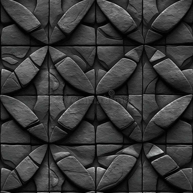 Seamless Tile Monochrome Stone Wall Motif Texture Stock Illustrations ...