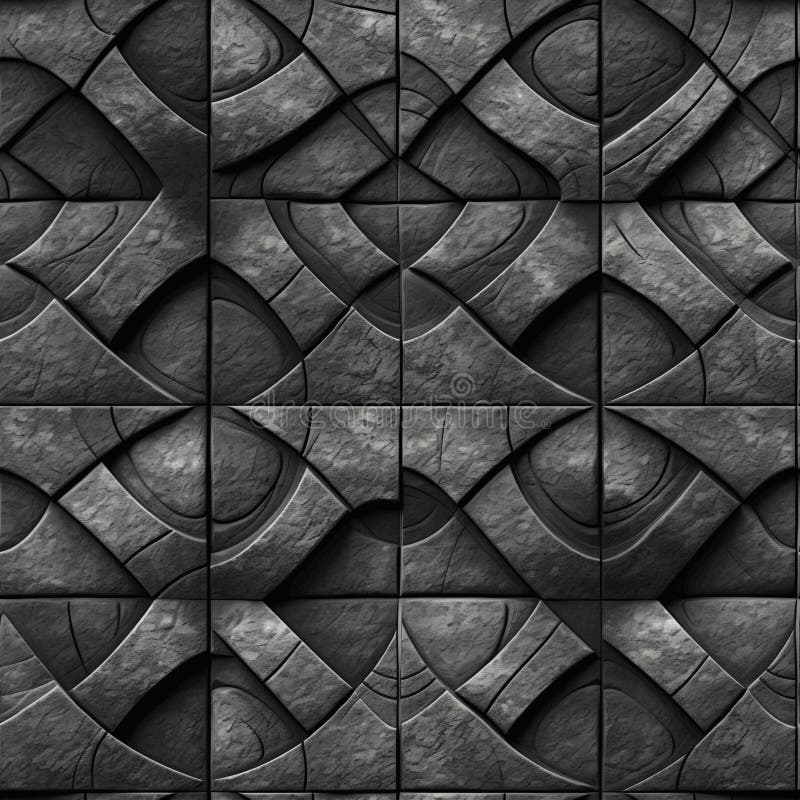 Seamless Monochrome Granite Square Motif Tile Pattern Stock ...