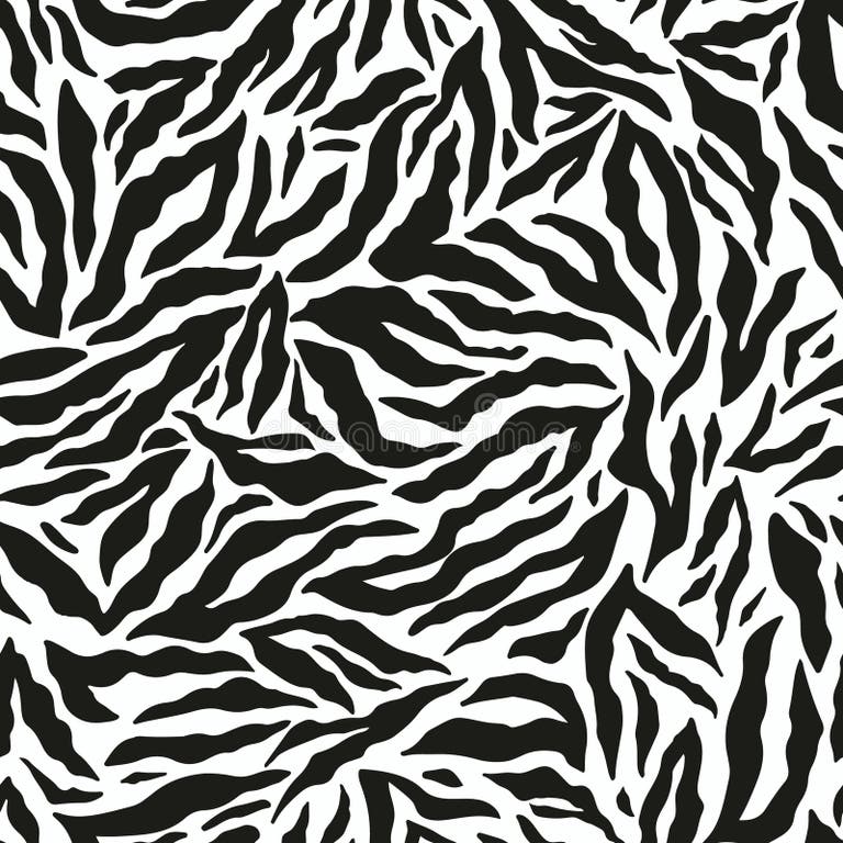 Seamless Monochrome Pattern Design with Abstract Shapes. Zebra Style ...