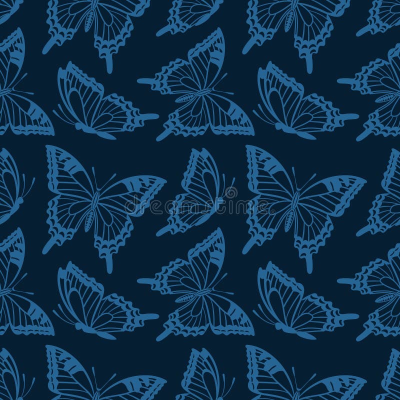 A Seamless Monochrome Pattern Featuring Elegant Flying Swallowtail ...