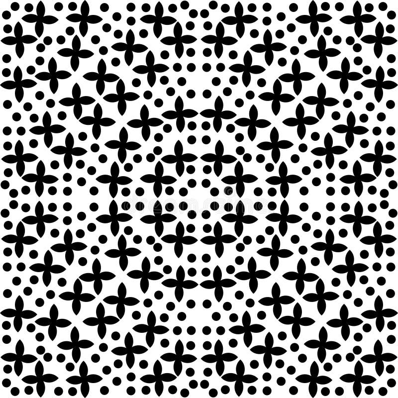 Vector Monochrome Seamless Pattern Abstract Geometric Floral Ornament