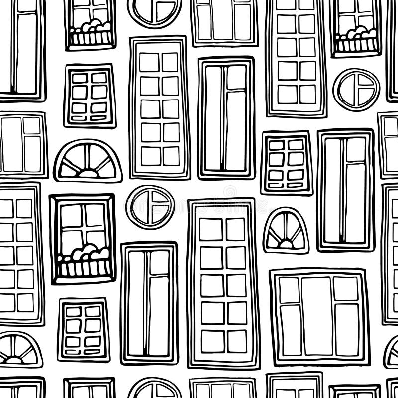 Architectural Seamless Pattern Vintage Windows Stock Illustrations – 46 ...