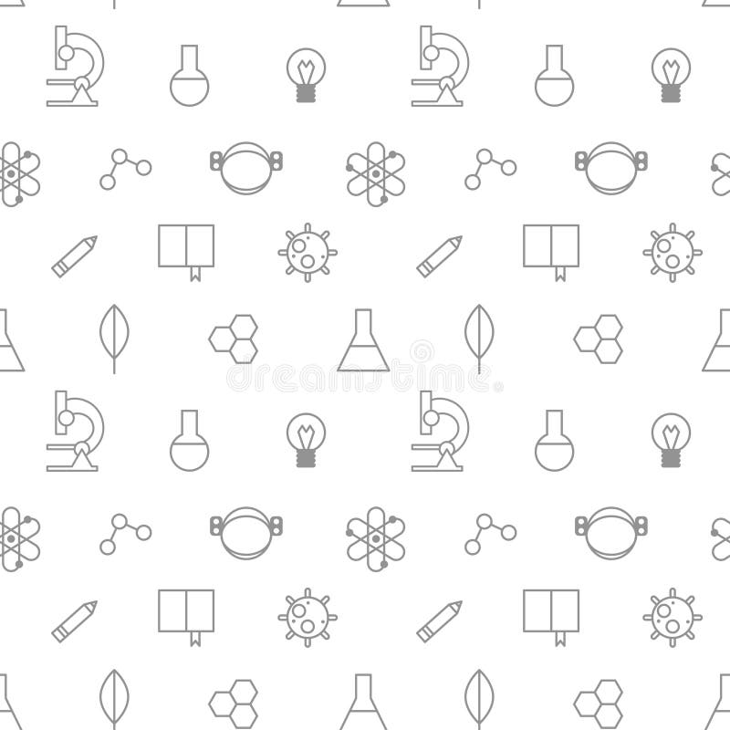 Seamless Monochrome Science Pattern Stock Vector - Illustration of ...