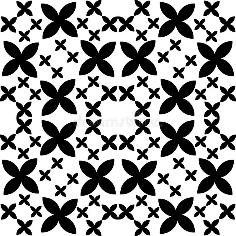 Vector Monochrome Seamless Pattern Abstract Geometric Floral Ornament