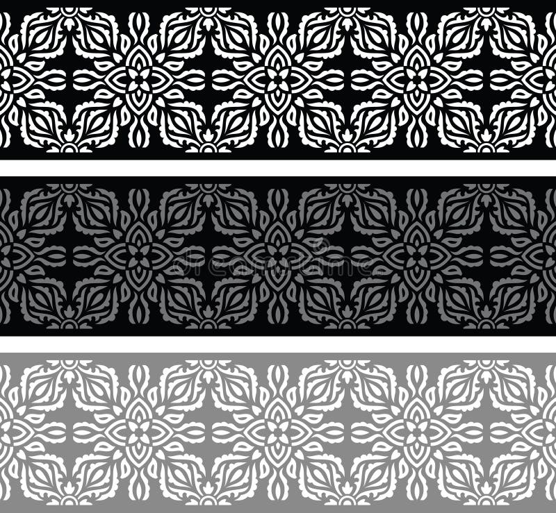 Vector Monochrome Seamless Floral Border Design Stock Vector ...
