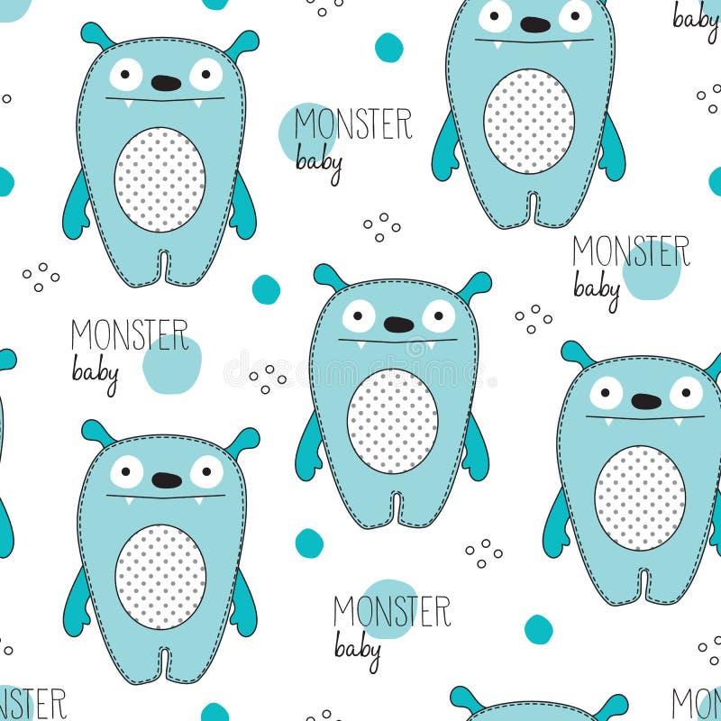 Seamless Monster Baby Pattern Vector Illustration Stock Vector ...