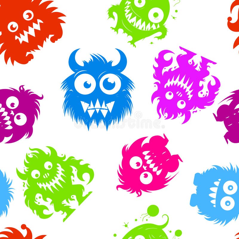 A Set of Cute Monsters. Vector Illustration Stock Vector - Illustration of iridescent, monster ...