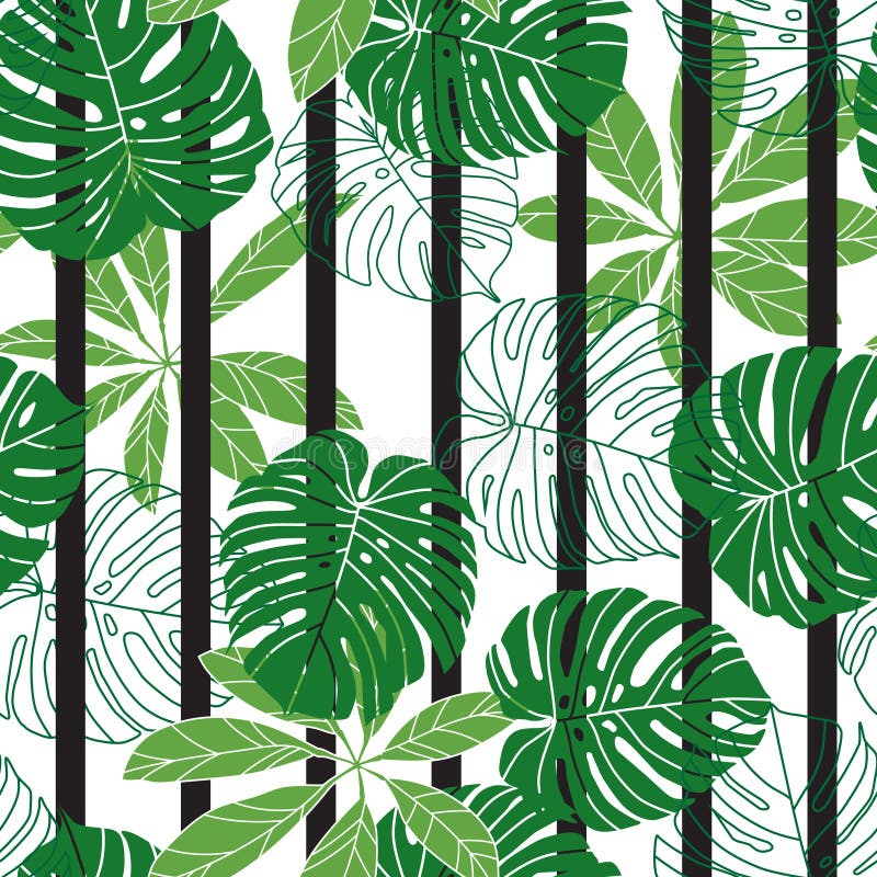 Seamless Monstera Leaf Pattern Stock Vector - Illustration of vector ...