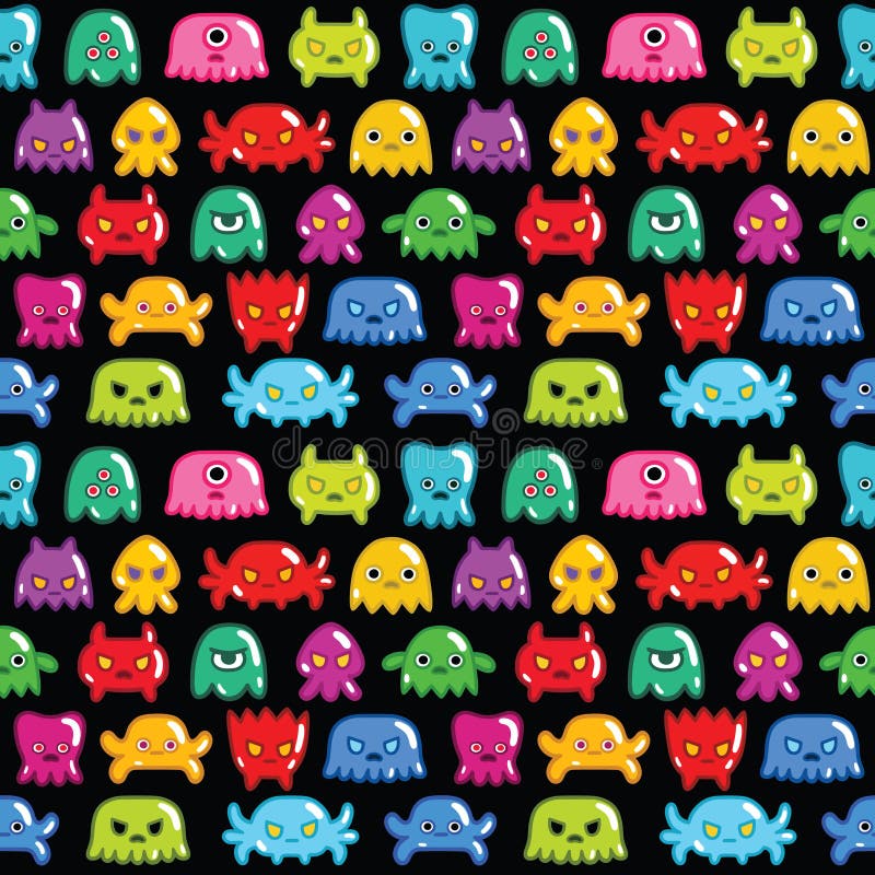 Alien and Monsters - Seamless Pattern Stock Vector - Illustration of ...